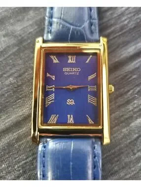 Seiko | Accessories | Rare Mens Gold Tank Watch Seiko Blue Dial New Mvt ...